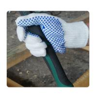 China Wood Working 7 Gauge White Cotton Gloves With Blue PVC Dots On Palm for sale