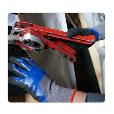 China Nylon Knitting Black Nitrile Protective Men Heavy Duty Work Gloves Medium Size for sale