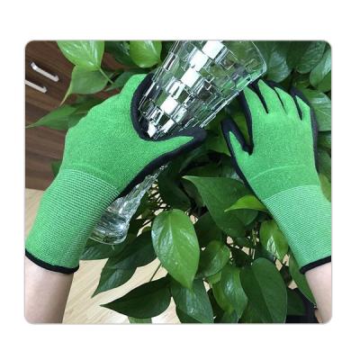 China Household Green Breathable Green Bamboo Fiber Liner Foam Nitrile Coated Gloves for sale