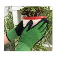 China Household Green Breathable Green Bamboo Fiber Liner Foam Nitrile Coated Gloves for sale