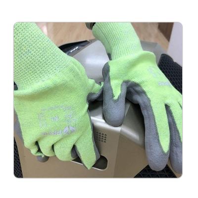 China Mechanics Anti Vibration Grey Pu Palm Coating Cut Resistant Safety Gloves for sale