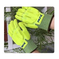 China 13 Gauge Hi Vis HPPE Knit Anti Vibration Impact Safety Gloves For Mechanical Operation for sale