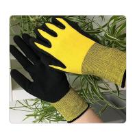 China Black Rubber Palm Coated Yellow 15 Gauge Nylon Knitted Gloves For Carrying Flowerpot for sale