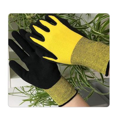China Black Rubber Palm Coated Yellow 15 Gauge Nylon Knitted Gloves For Carrying Flowerpot for sale