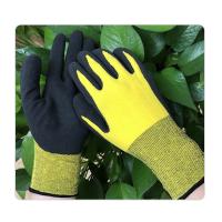 China Black Rubber Palm Coated Yellow 15 Gauge Nylon Knitted Gloves For Carrying Flowerpot for sale