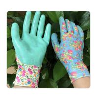 China Breathable Flower Polyester XL Protective Gardening Smooth Nitrile Gloves for sale
