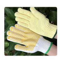 China 7 Gauge Yellow Car Driving Cotton Knitted Hand Gloves With Dots On Palm for sale