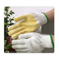 China 7 Gauge Elastic Seamless White Cotton Knit With PVC Dot Knit Gloves For Construction for sale
