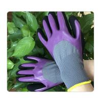 China Seamless Grey Nylon Liner Purple Nitrile Work Gloves for sale