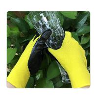 China 13 Gauge Yellow 100% Polyester Seamless Liner Gardening Nitrile Gloves for sale