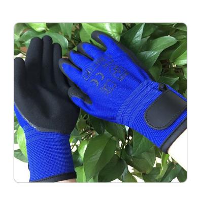China Blue U3 Knitted Liner Black Nitrile Gloves for sale