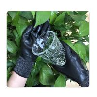 China Black Polyester Liner Rubber Water Resistant Gloves for sale