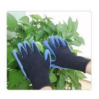 China Gardening And Agriculture Blue Nylon Spandex Liner Breathable15 Gauge Nitrile Grip Gloves for sale