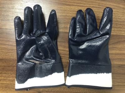 China 26CM Jersey Liner  Canvas Cuff Tear Resistant  Nitrile Gloves For Mining And Construction for sale