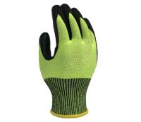 China 13 Gauge Hi-Vis Yellow Cut Resistant Foam Nitrile Palm Coated Gloves For Construction for sale