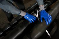 China Seamless Polyester EN388 4121 Industrial Work Gloves Nitrile Fully Coating for sale