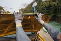 China Silicone Free Grey Nylon Spandex Knit Automotive Industrial Work Nitrile Gloves for sale