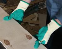 China Garbage Handling 10 Gauge Thick Polyester Liner Latex Gloves for sale