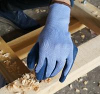 China 10 Gauge Dark Blue Polyester Liner Palm Coated Gloves With Latex Dipping For Wood Handling for sale