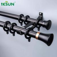 China Black Double Aluminium Curtain Pole Decorative Light Filtering for sale