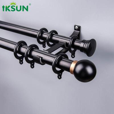 China Minimalist Aluminium Curtain Pole Ceiling Mounted Black Color for sale