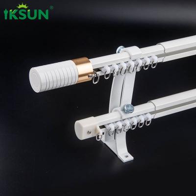 China Adjustable Extendable Tension Rod , White Double Curtain Pole For Window for sale