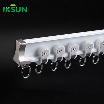 China 1.2mm Thickness Curved Corner Curtain Rail Metal Ceiling Recessed Curtain Track for sale