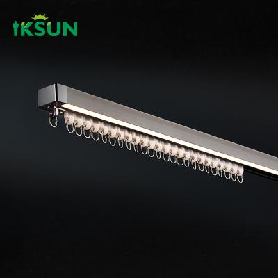 China Heavy Duty Aluminium Curtain Accessories Curtain Rail Track With LED Light for sale