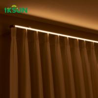China Heavy Duty Aluminium LED Light Curtain Track Rail Accessories Hotel Remote Control LED Curtain Track for sale