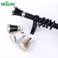China Telescoping Aluminum Curtain Pole Heavy Duty Drapery Rods With Brackets-Black for sale