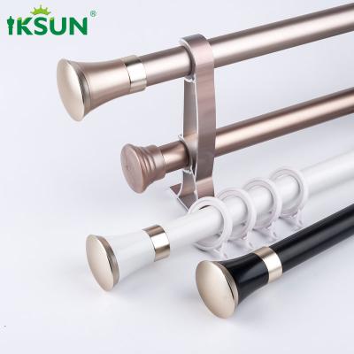 China Telescoping Aluminum Curtain Pole Heavy Duty Drapery Rods With Brackets-Black for sale
