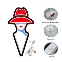 China Custom Neon Signs red hat girl neon sign with USB power for bedroom wall decoration home bar and romantic party lighting for sale