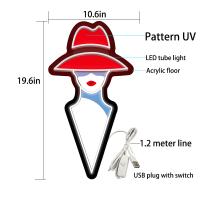China Custom Neon Signs red hat girl neon sign with USB power for bedroom wall decoration home bar and romantic party lighting for sale