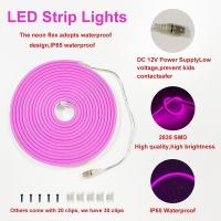 China 1cm Cutting IP65 LED Neon Rope Light 12V Flexible Silica Gel Pink Rope Light for sale