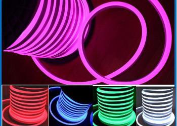 China DC 24 Volt RGB LED Neon Flex14 X 26mm Dimension SMD5050 Tri Chip LED for sale