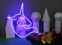 China 12V Blue LED Neon Signs Unicorn Shape Handmade Visual Artwork Decor for sale