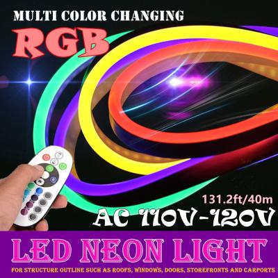 China Flexible Waterproof RGB LED Neon Flex Strip 50 Meter Roll 60 LEDs per Meter Multi Color Changing for Decorative Lighting for sale