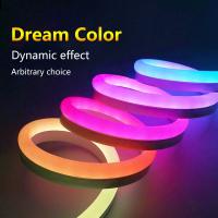China Programmable Flexible Led Neon Rope , Waterproof Flexible Strip Lighting Dream Color for sale