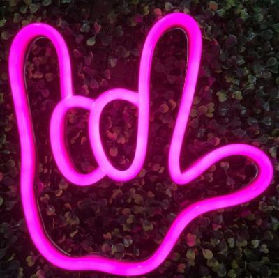 China Silica Gel RoHS Cuttable Led Neon Sign Vasten Pink Gesture Led Neon Light for sale