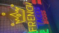 China 8*12mm Dimmable LED Neon Sign French Tacos Boss Square Backboard for sale
