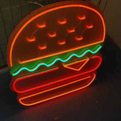 China Hamburg Steak Cuttable Neon Signs Spectacular AC240V Custom Neon Bar Signs for sale