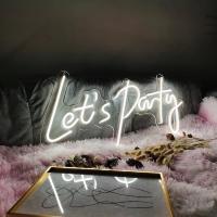 China Party Decor RGB Handmade Neon Sign Transparent Acrylic Lets Party Neon Sign for sale