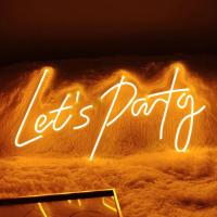 China Party Decor RGB Handmade Neon Sign Transparent Acrylic Lets Party Neon Sign for sale