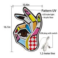 China Wall Decor Art Handmade Neon Sign UV Printing Okay Hand Gesture Ok Finger Neon Sign for sale