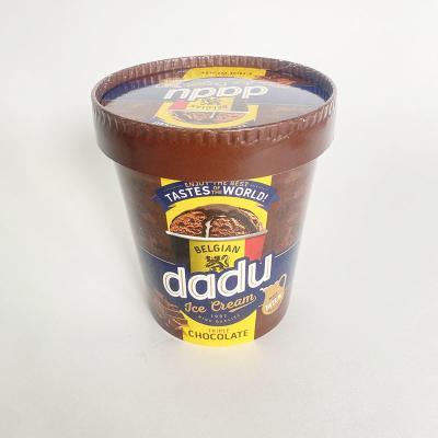 China Disposable Ice Cream Paper Cup With Lid 17 Ounce 520ml Single Wall Container for sale