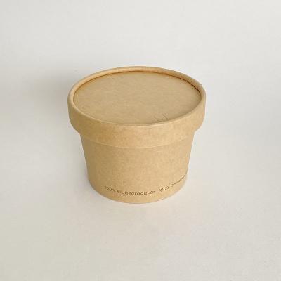 China Hot Soup Paper Cup With Lid 8oz 240ml PE Coated Kraft Takeaway Noodle Bowls for sale