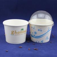 China Single Serve Takeaway Ice Cream Tubs , Yogurt Paper Cups With Plastic Dome Lids for sale