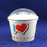 China Single Serve Takeaway Ice Cream Tubs , Yogurt Paper Cups With Plastic Dome Lids for sale