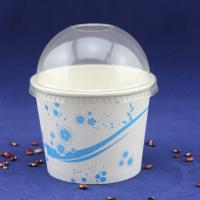 China Single Serve Takeaway Ice Cream Tubs , Yogurt Paper Cups With Plastic Dome Lids for sale