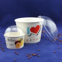 China Single Serve Takeaway Ice Cream Tubs , Yogurt Paper Cups With Plastic Dome Lids for sale